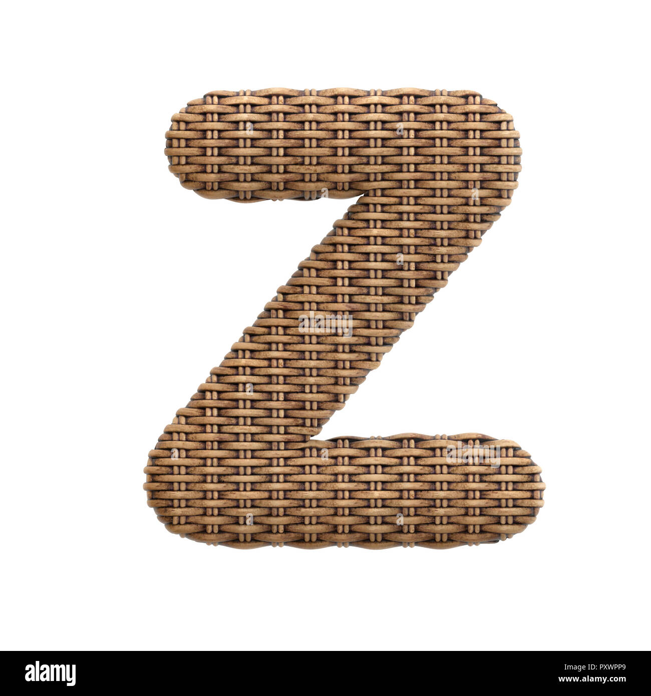 Wicker letter Z. Upper-case 3d rattan font isolated on white background ...