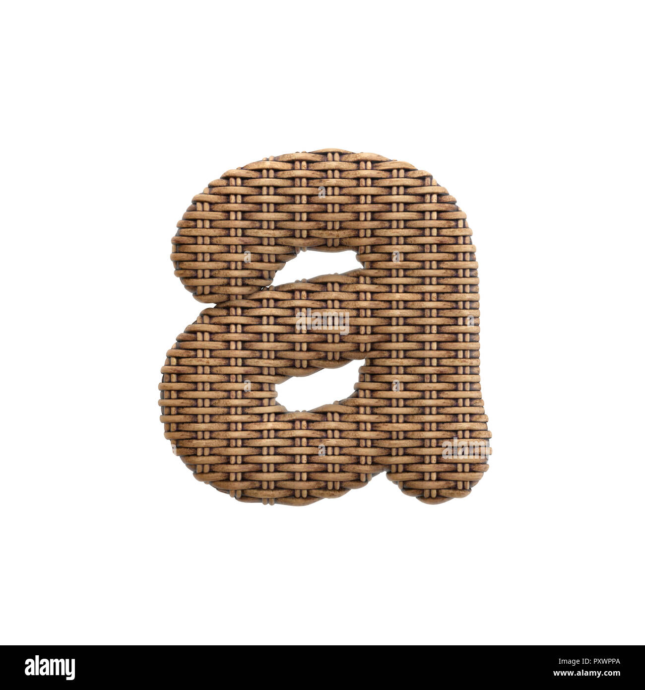 Wicker letter A. Lowercase 3d rattan font isolated on white background ...