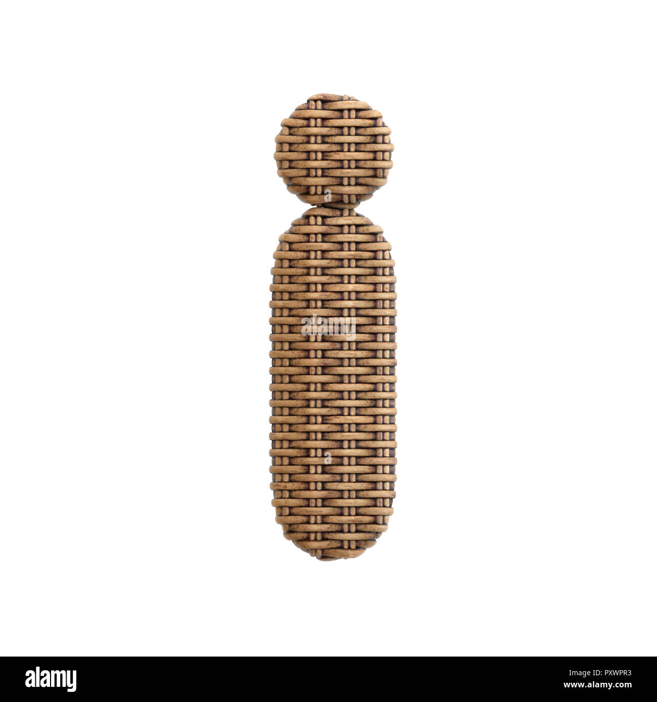 Wicker letter I. Small 3d rattan font isolated on white background ...