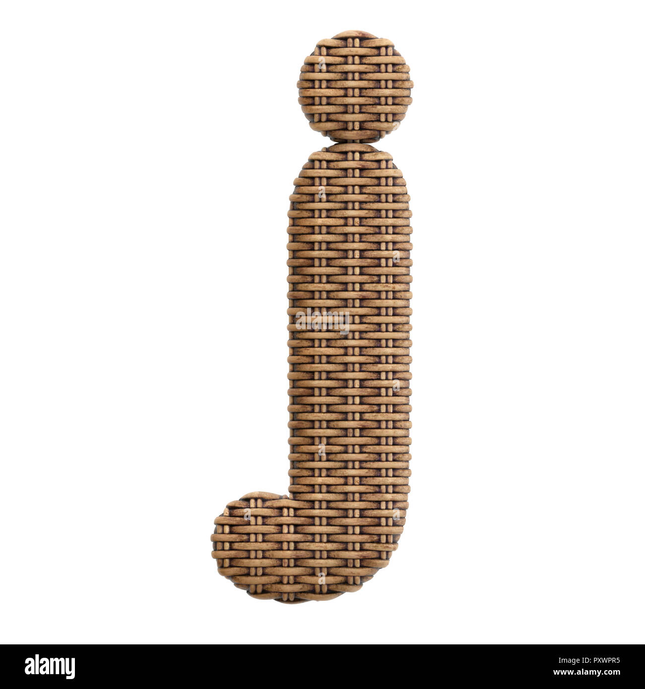Wicker letter J. Lowercase 3d rattan font isolated on white background ...