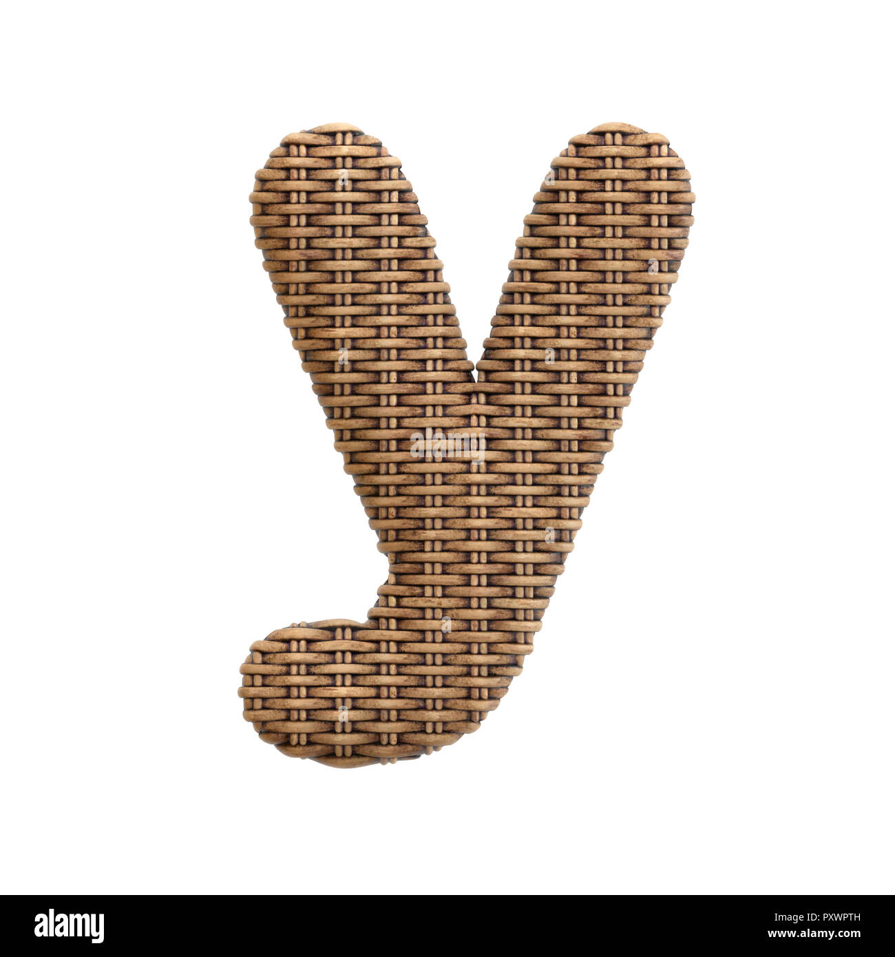 Wicker letter Y. Lowercase 3d rattan font isolated on white background ...
