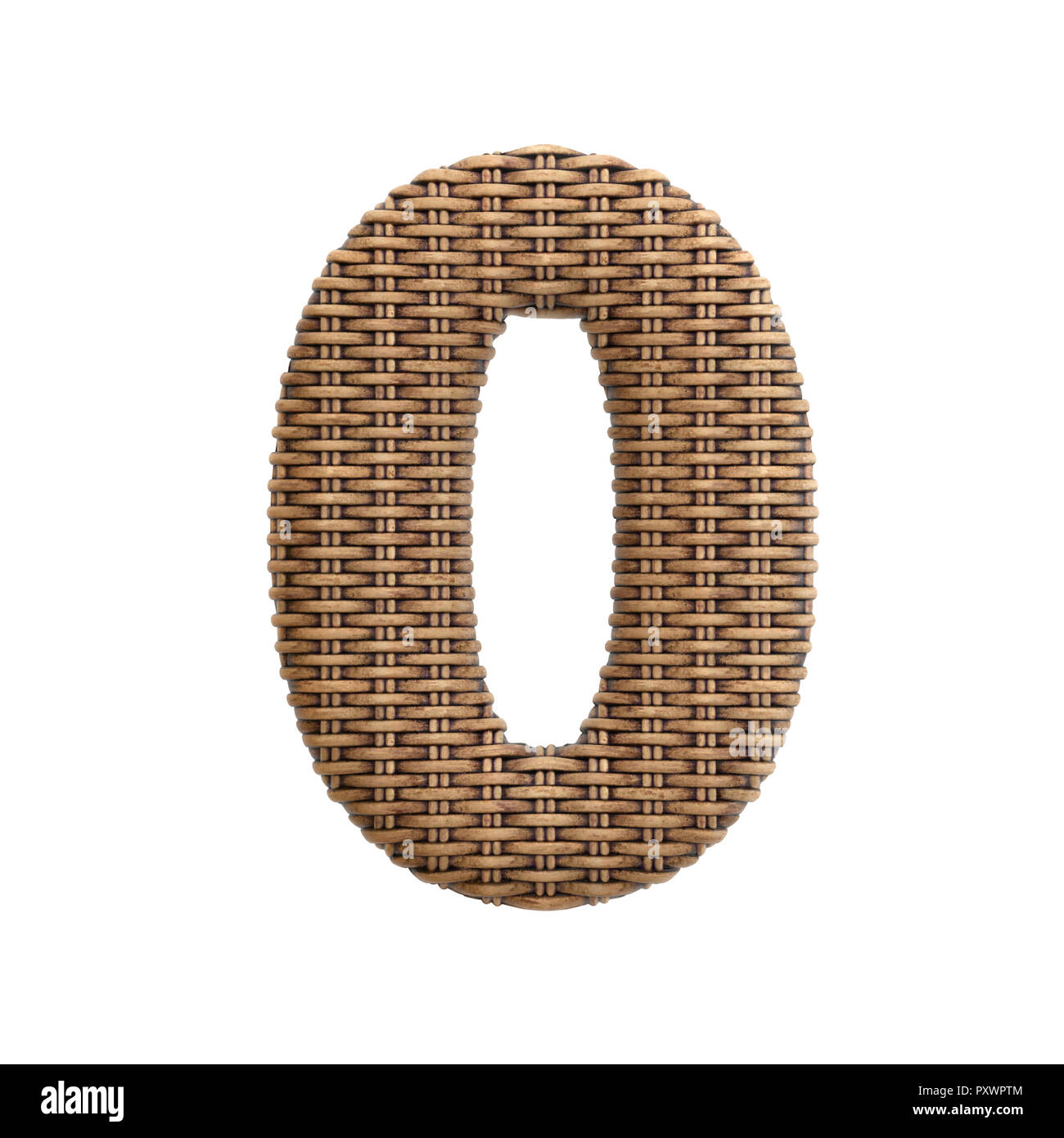 Wicker number 0. 3d rattan digit isolated on white background. Perfect ...