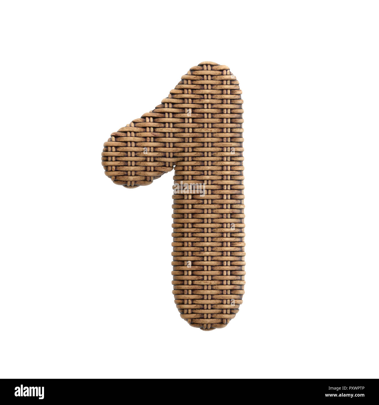 Wicker number 1. 3d rattan digit isolated on white background. Perfect ...