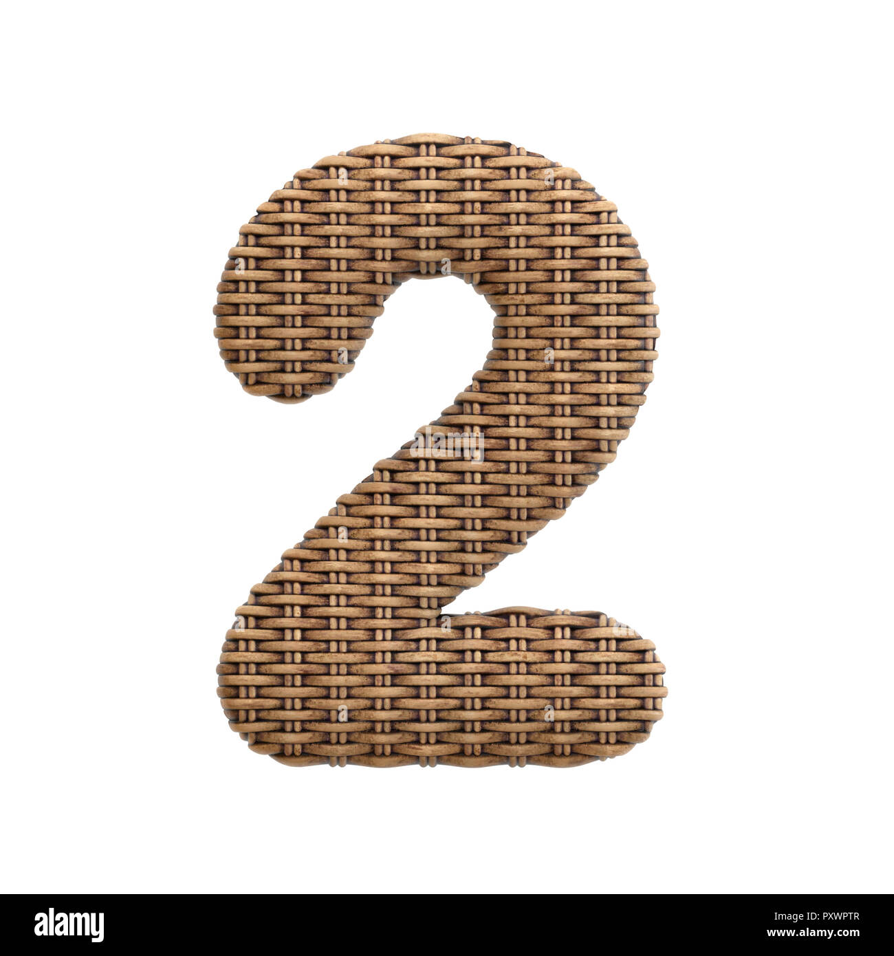 Wicker number 2. 3d rattan digit isolated on white background. Perfect ...