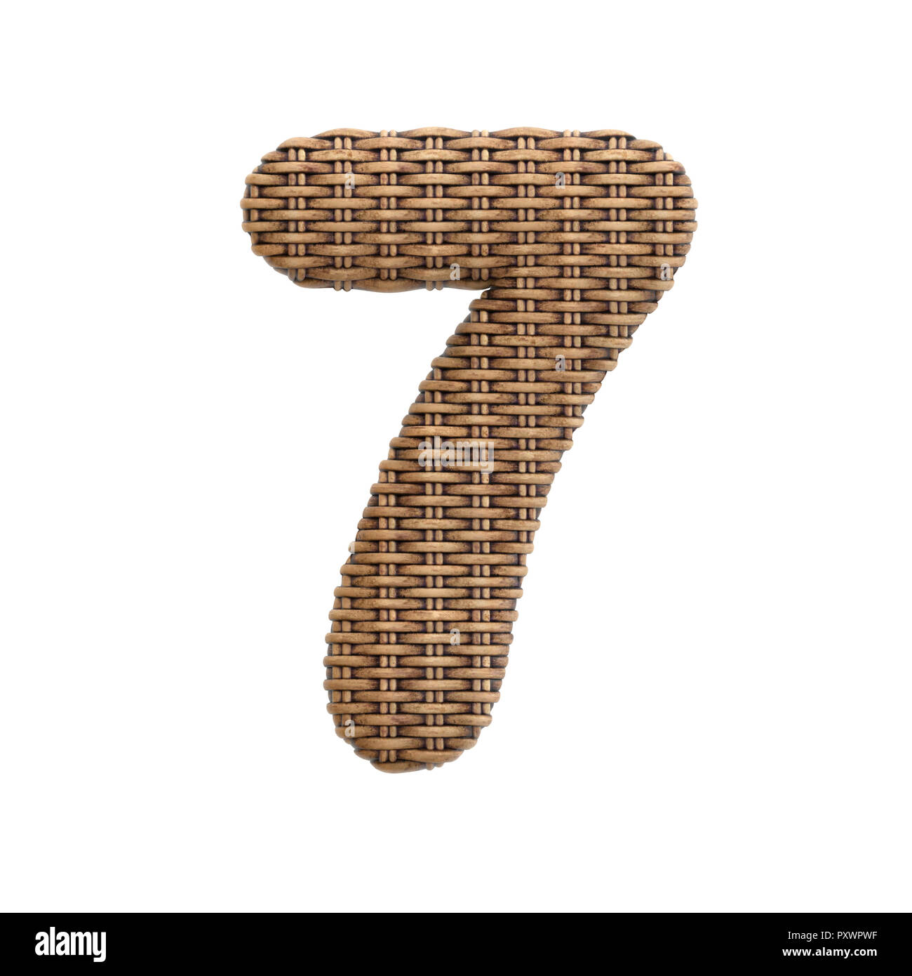Wicker number 7. 3d rattan digit isolated on white background. Perfect ...