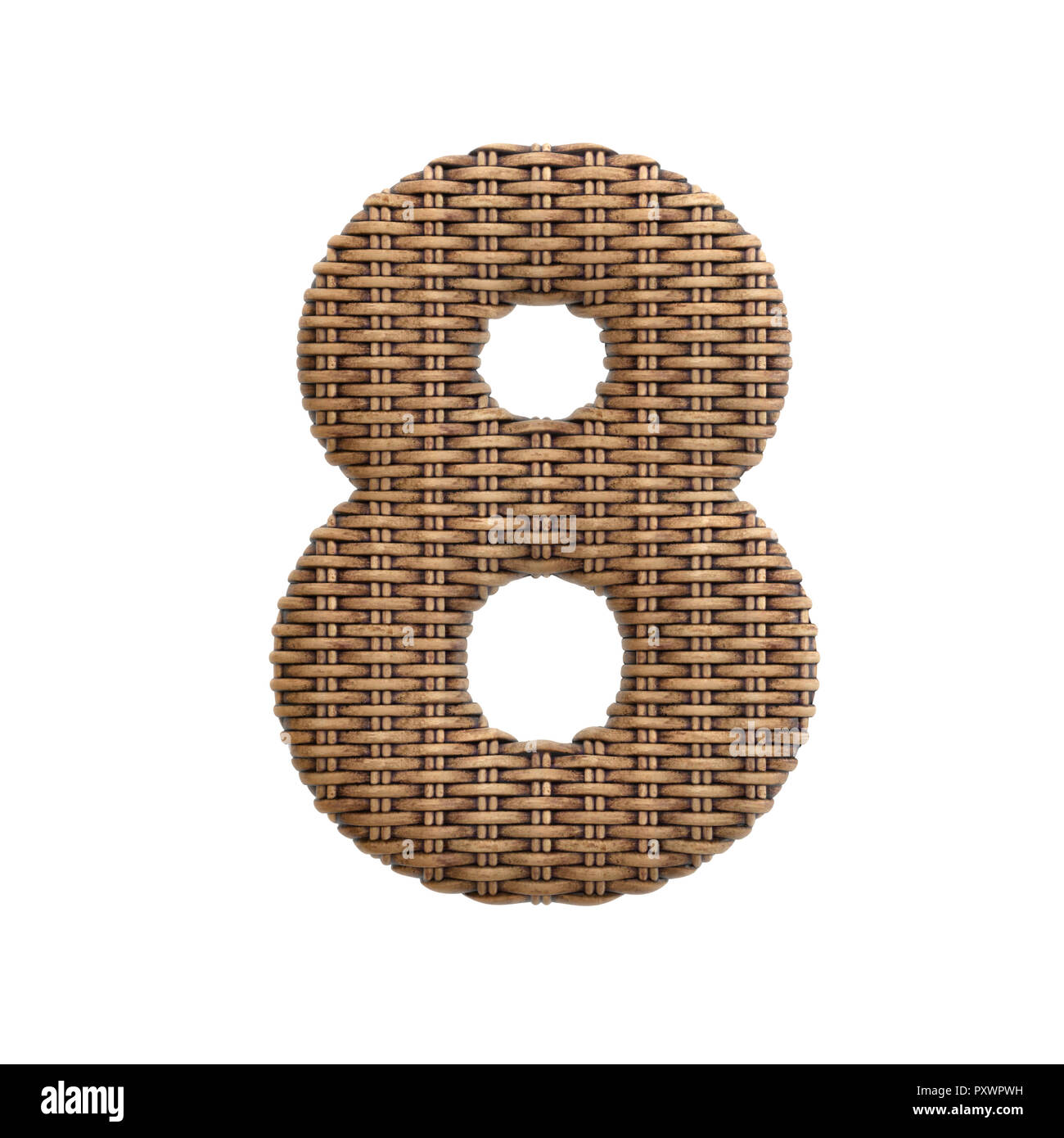 Wicker number 8. 3d rattan digit isolated on white background. Perfect ...