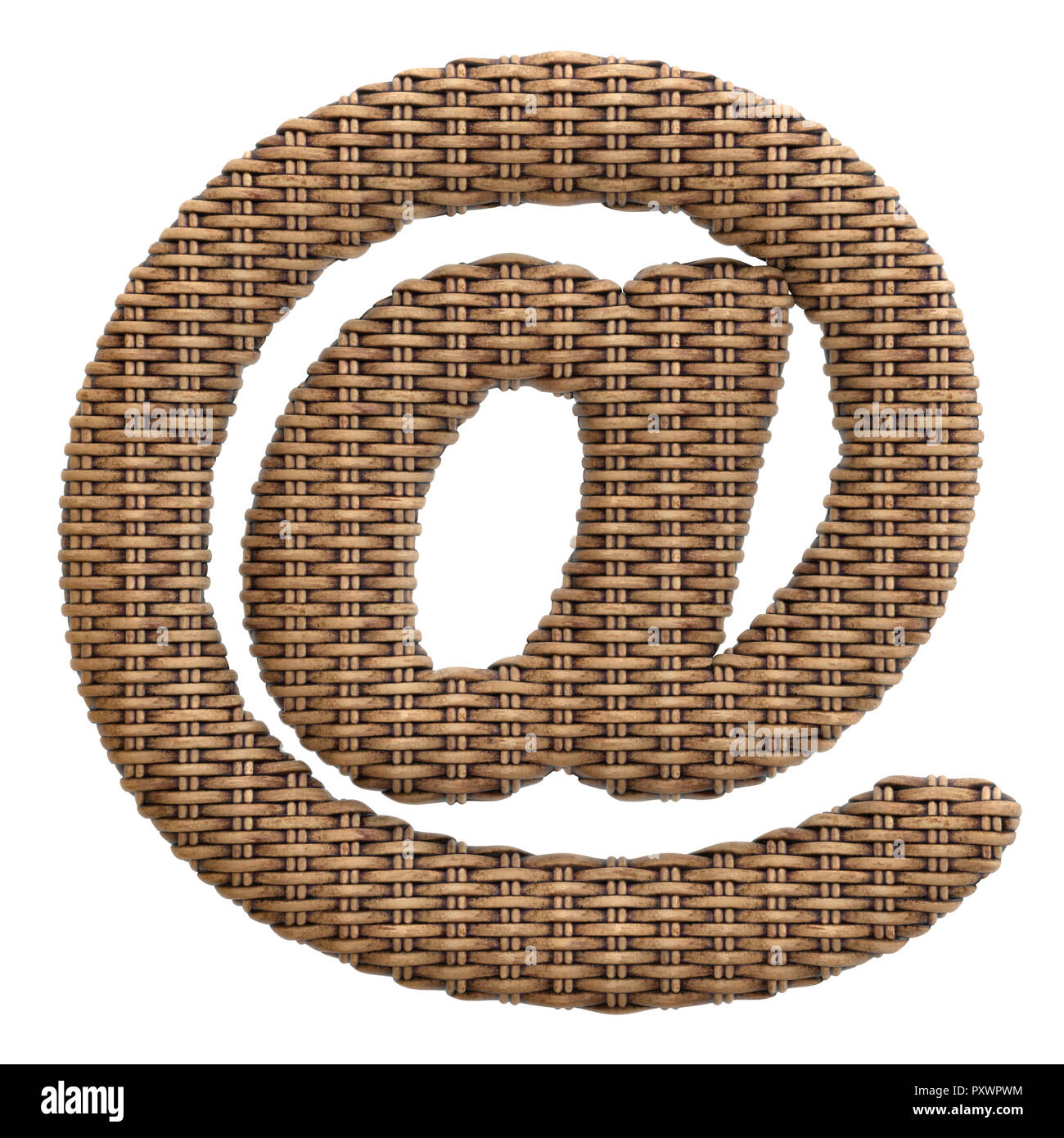 Wicker email sign @. 3d rattan symbol isolated on white background ...