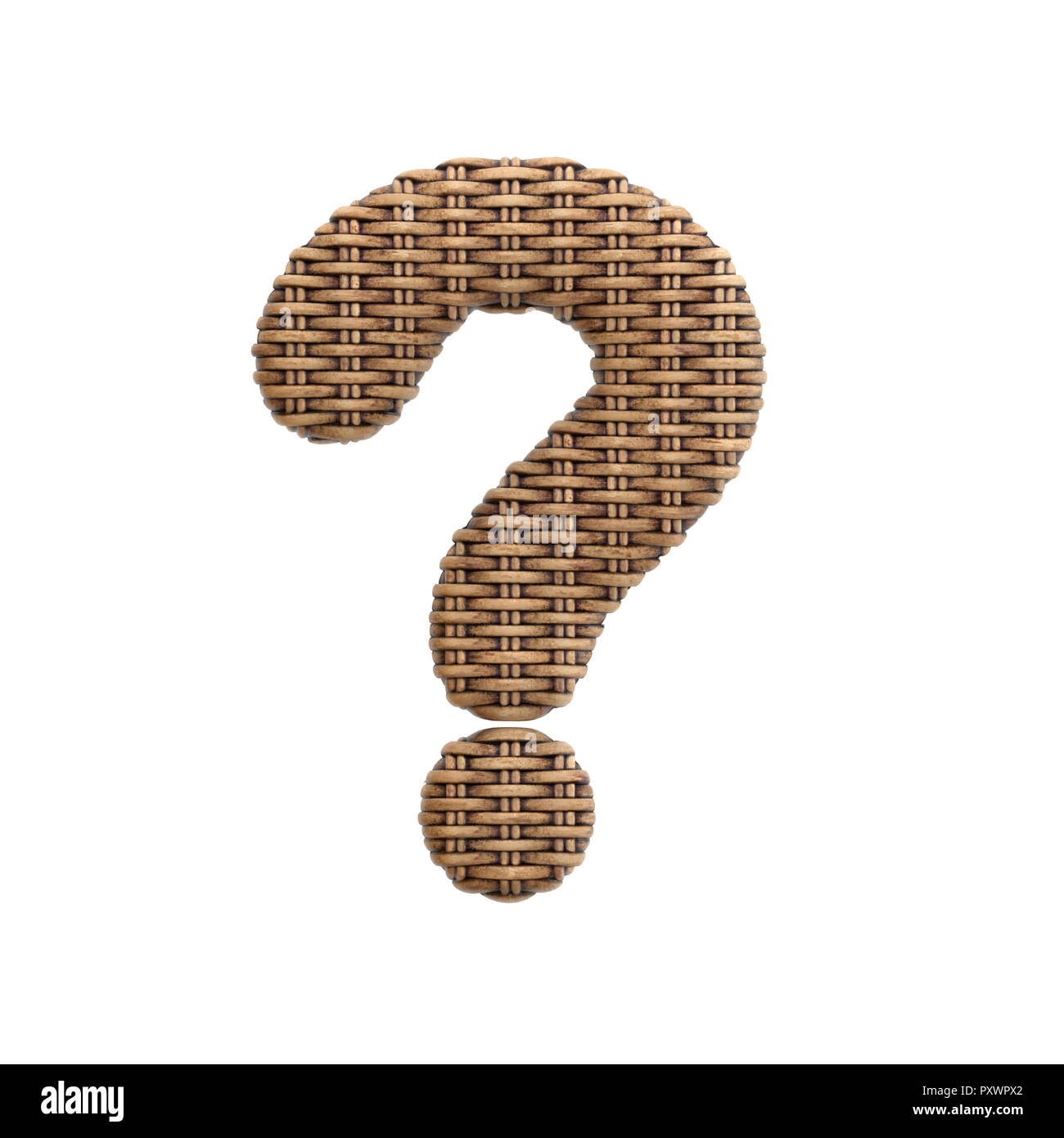 Wicker interrogation point. 3d rattan symbol isolated on white ...