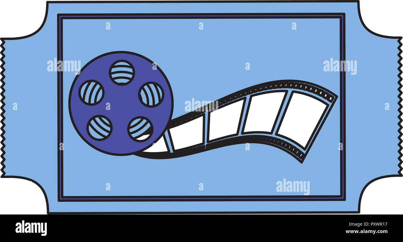ticket and reel strip cinema film movie vector illustration Stock ...