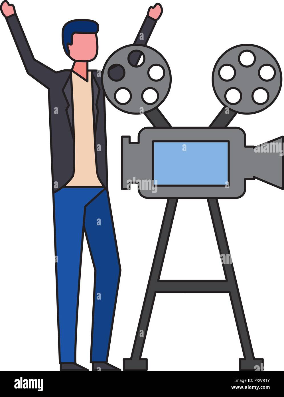 man with camera cinema film movie vector illustration Stock Vector ...