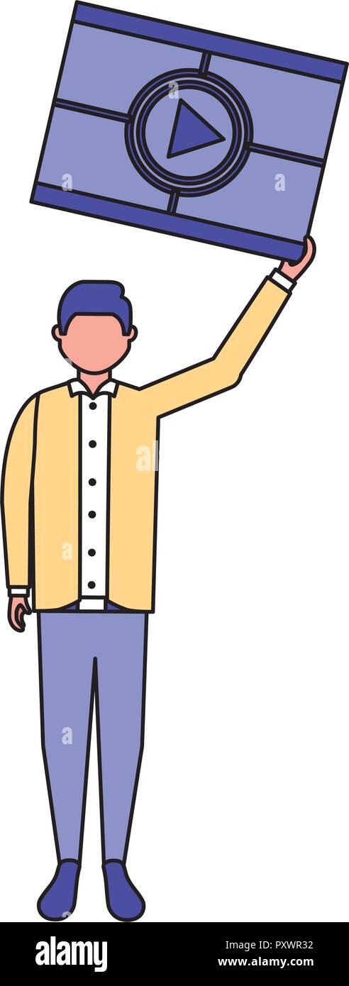 man holding countdown strip cinema film movie vector illustration Stock ...