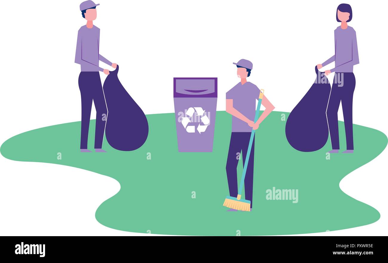 volunteers help people working recycling vector illustration Stock ...