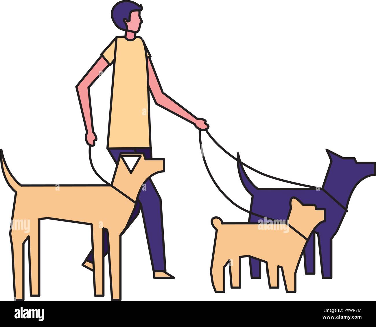volunteers help dog walker animals vector illustration Stock Vector ...