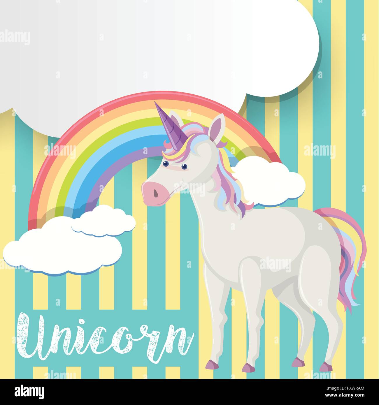 Poster design with unicorn and rainbow illustration Stock Vector Image ...