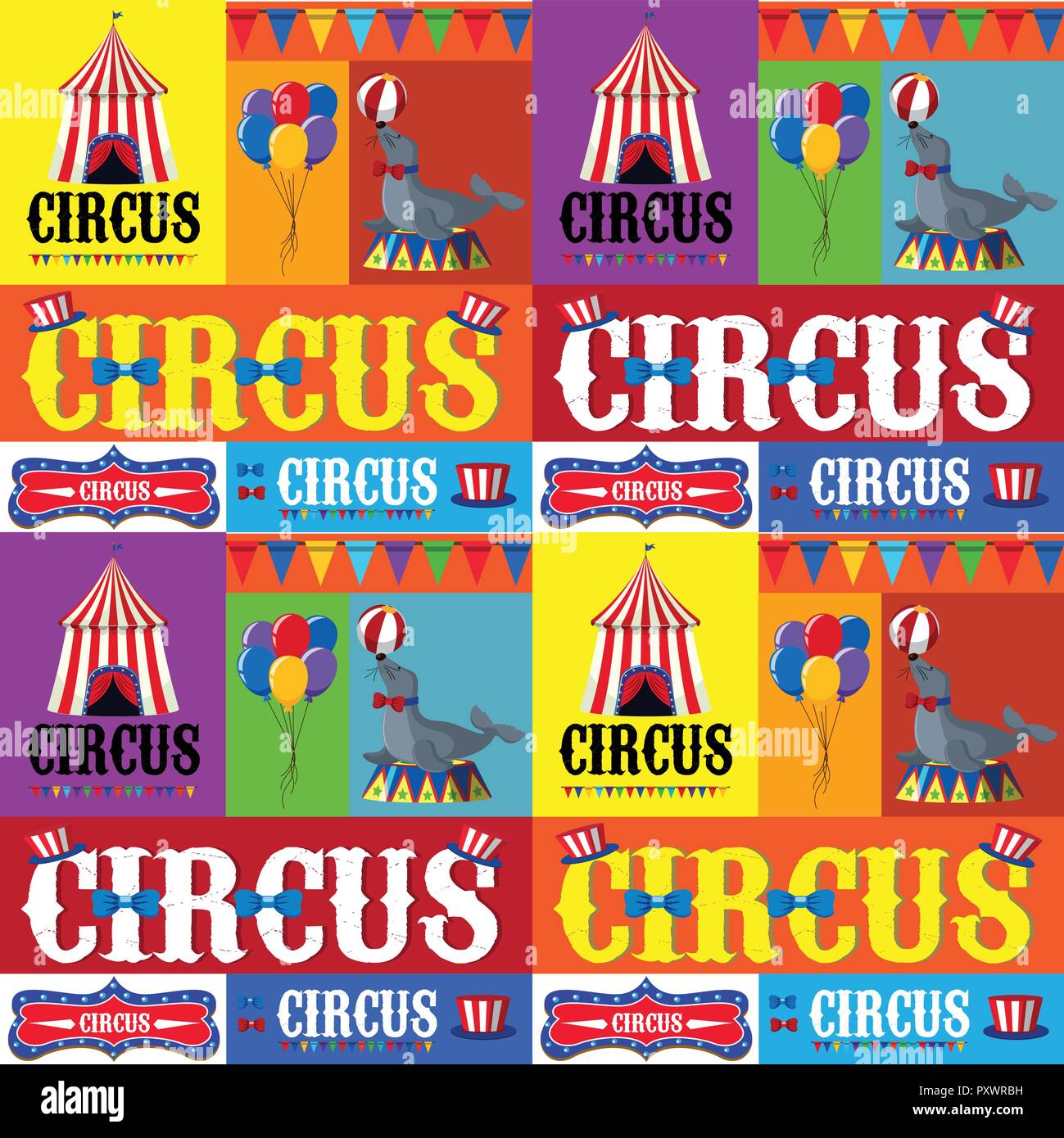 Poster design for circus with tent and animals illustration Stock ...