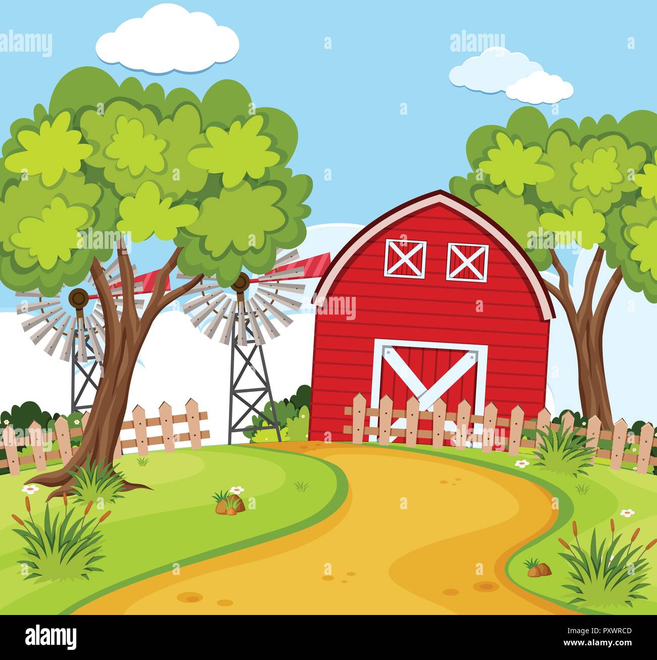 Countryside with turbines Stock Vector Images - Alamy