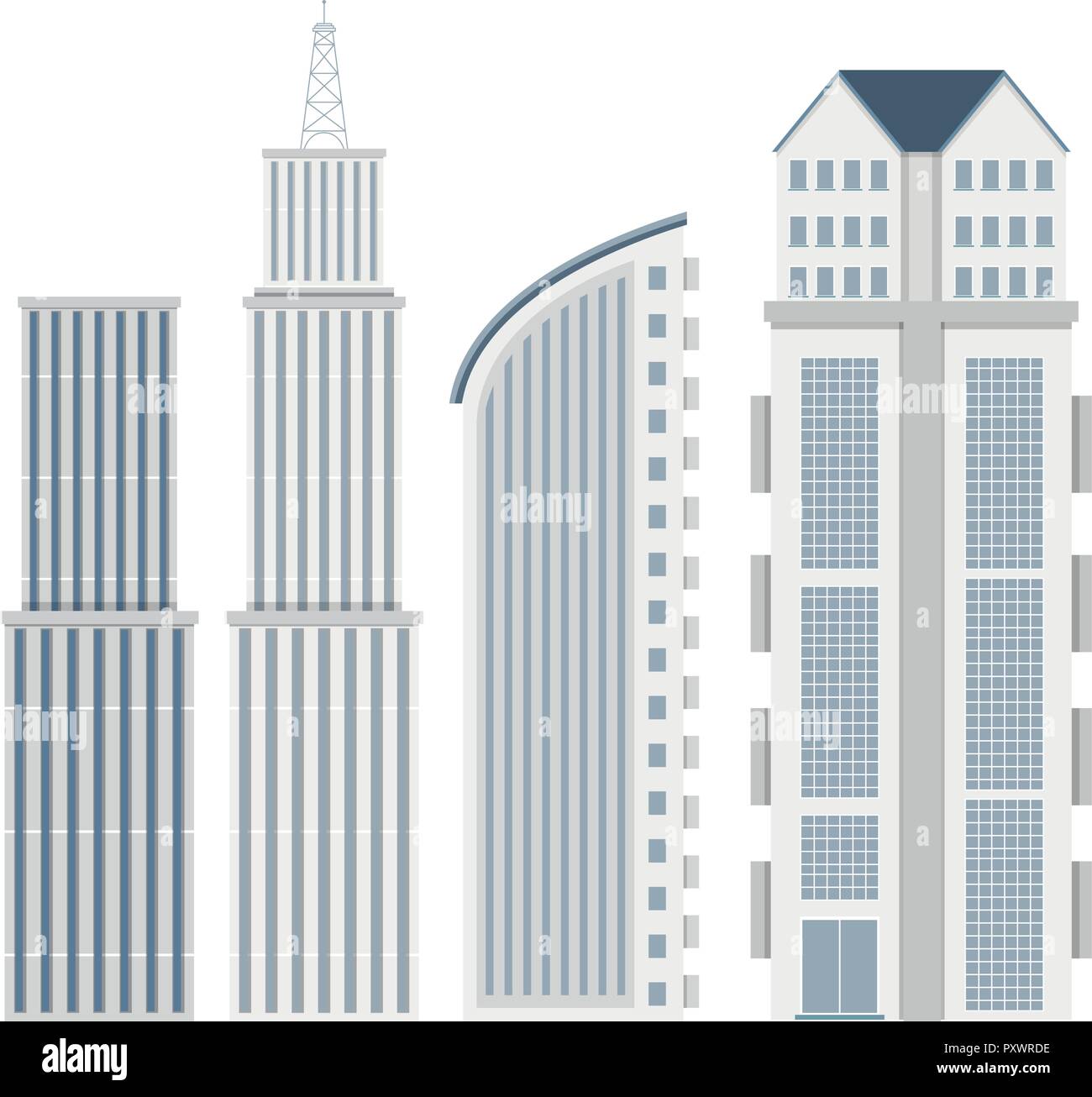 Tall buildings on white background illustration Stock Vector Image ...