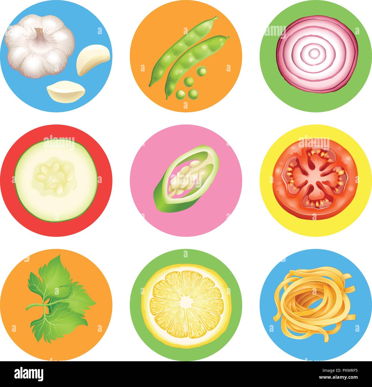 Badge design with many vegetables illustration Stock Vector Image & Art ...