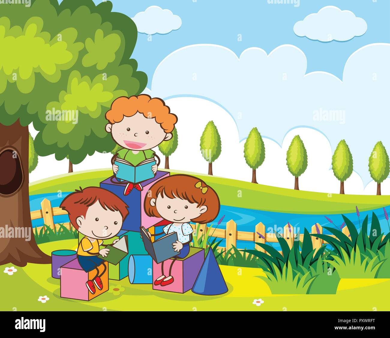 Kids book open on white Stock Vector Images - Alamy