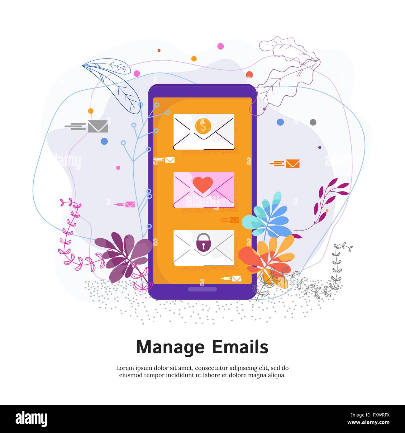 Emails list Stock Vector Images - Alamy