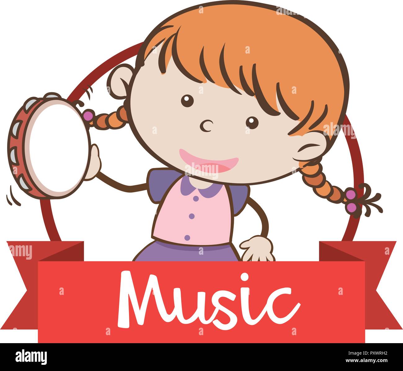 A Girl Playing Music Instrument illustration Stock Vector Image & Art ...