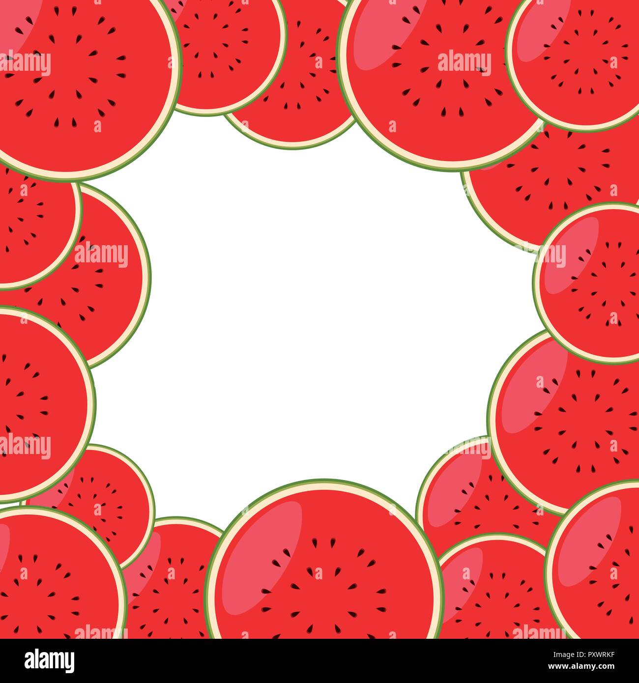 Border template with fresh watermelon illustration Stock Vector Image ...
