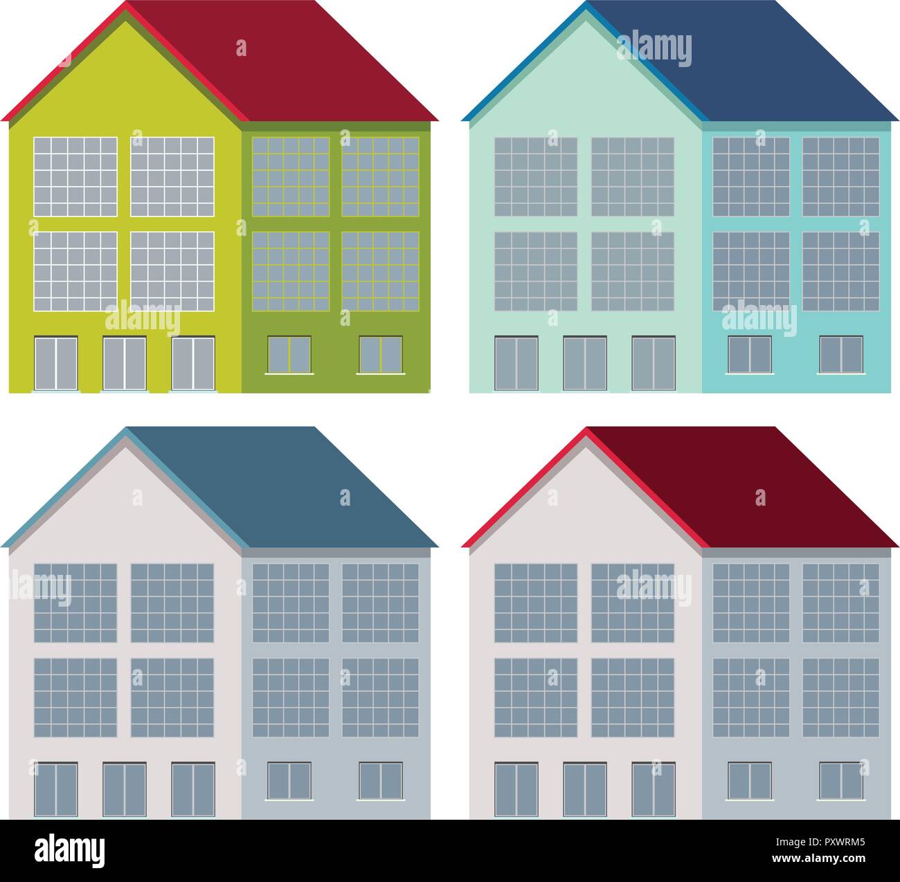 Big houses in four colors illustration Stock Vector Image & Art - Alamy