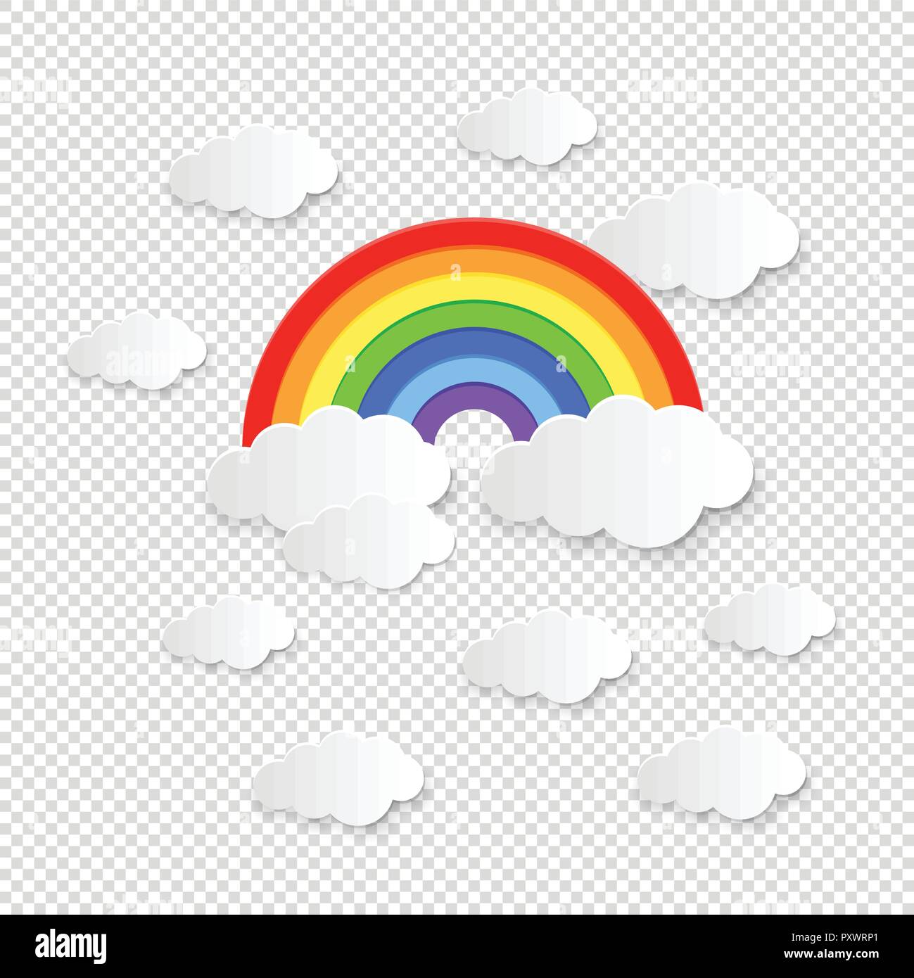 Colorful rainbow and clouds illustration Stock Vector Image & Art - Alamy