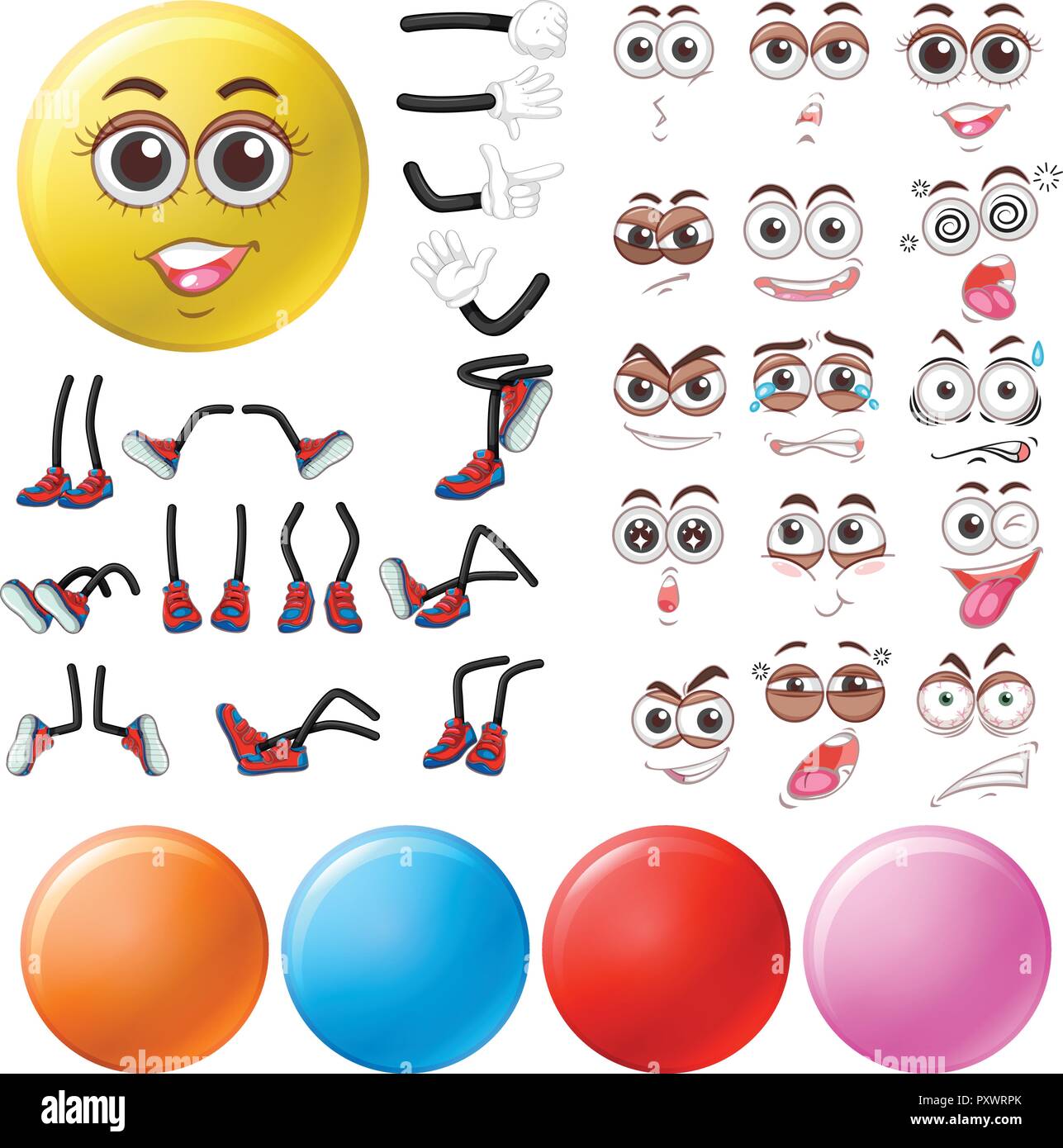 Different eye expressions and leg positions illustration Stock Vector ...