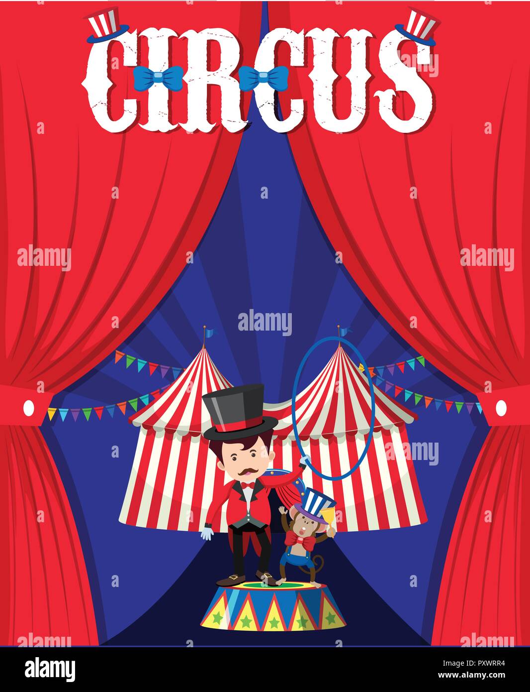Circus with Magician Behind Curtain illustration Stock Vector Image ...