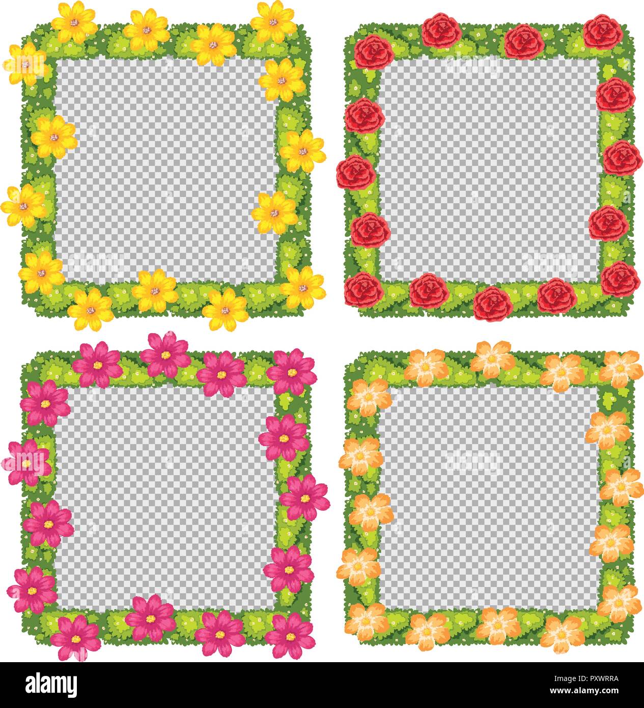 Four flower frames on white background illustration Stock Vector Image ...
