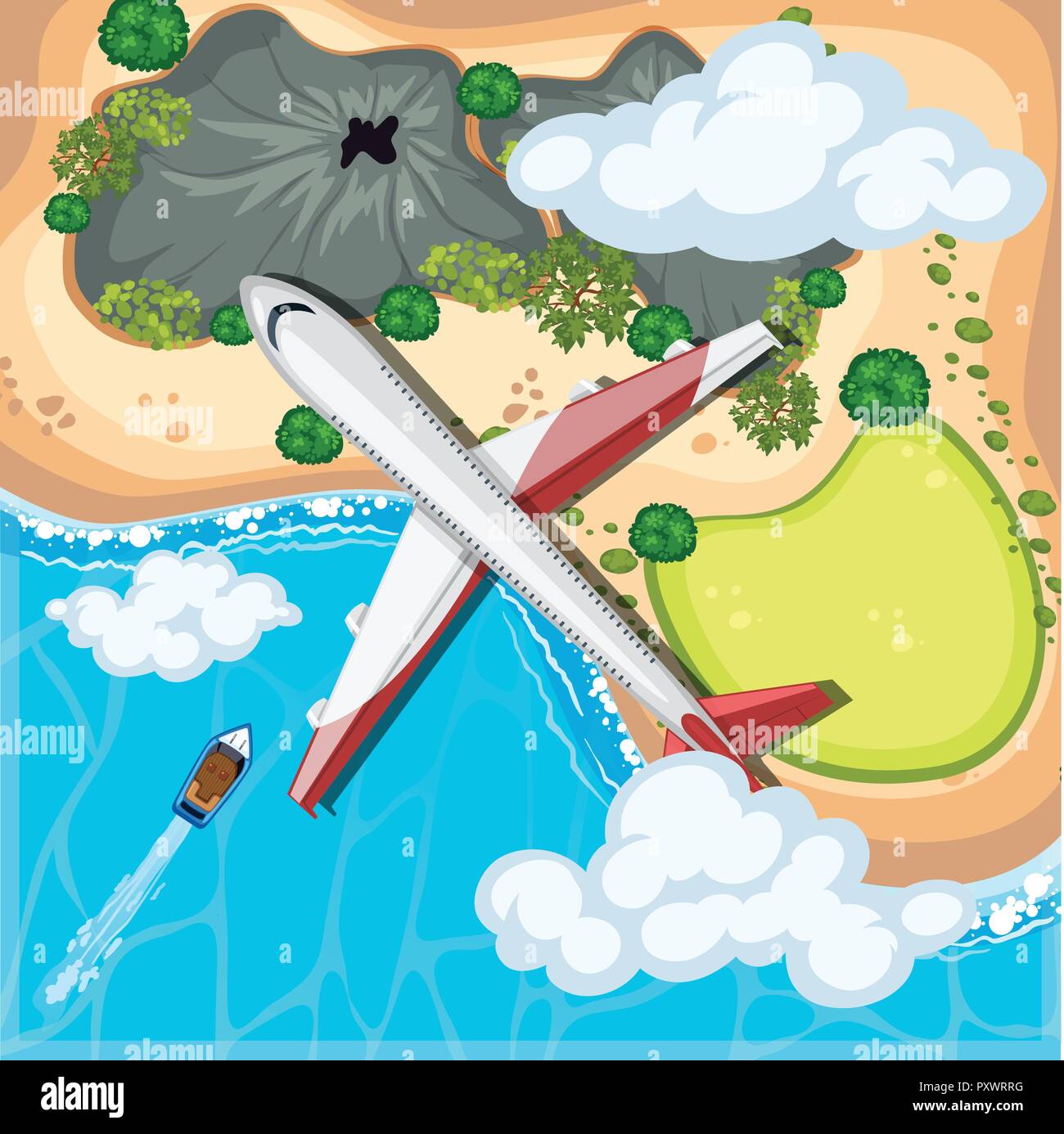 Flying over an island Stock Vector Images - Alamy