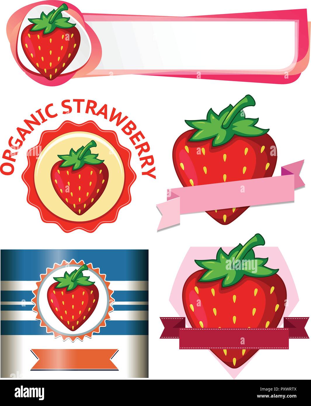 Strawberry Banner on White Background illustration Stock Vector Image ...