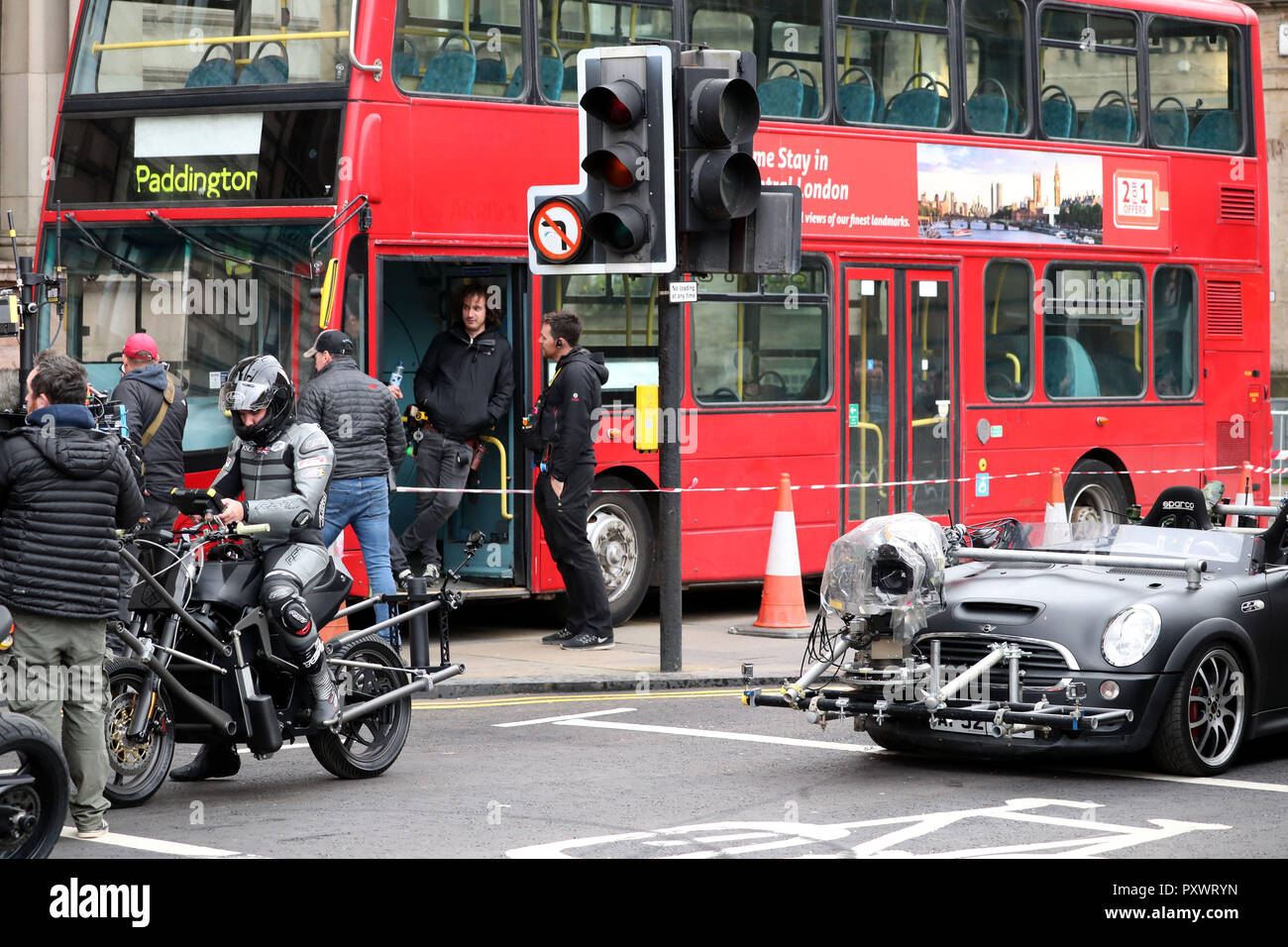 Filming for a car chase scene involving a McLaren sports car and ...