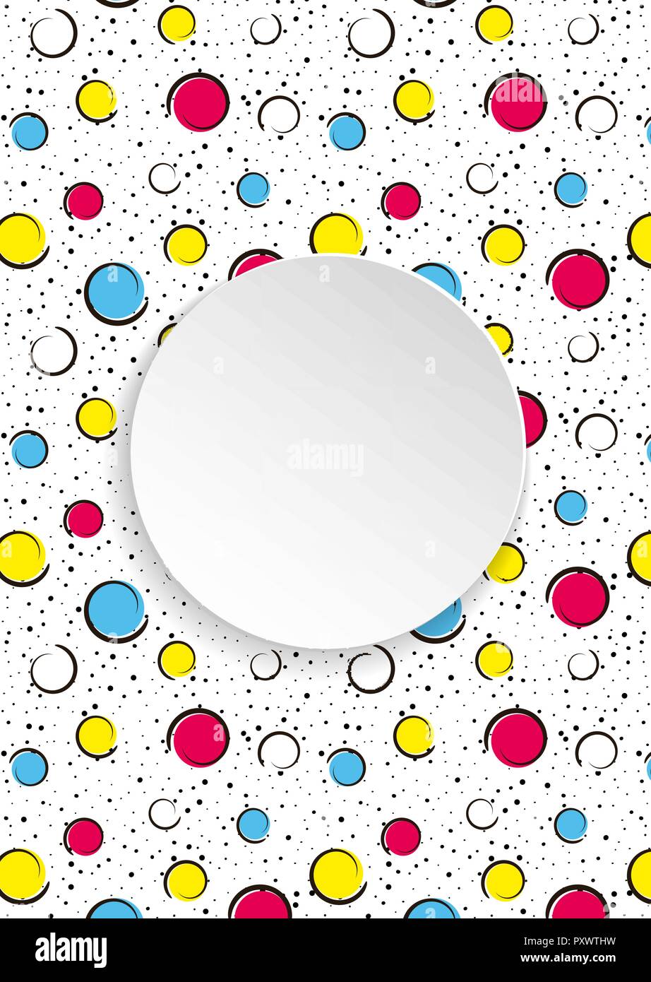 Pop art colorful confetti background. Big colored spots and circ Stock ...