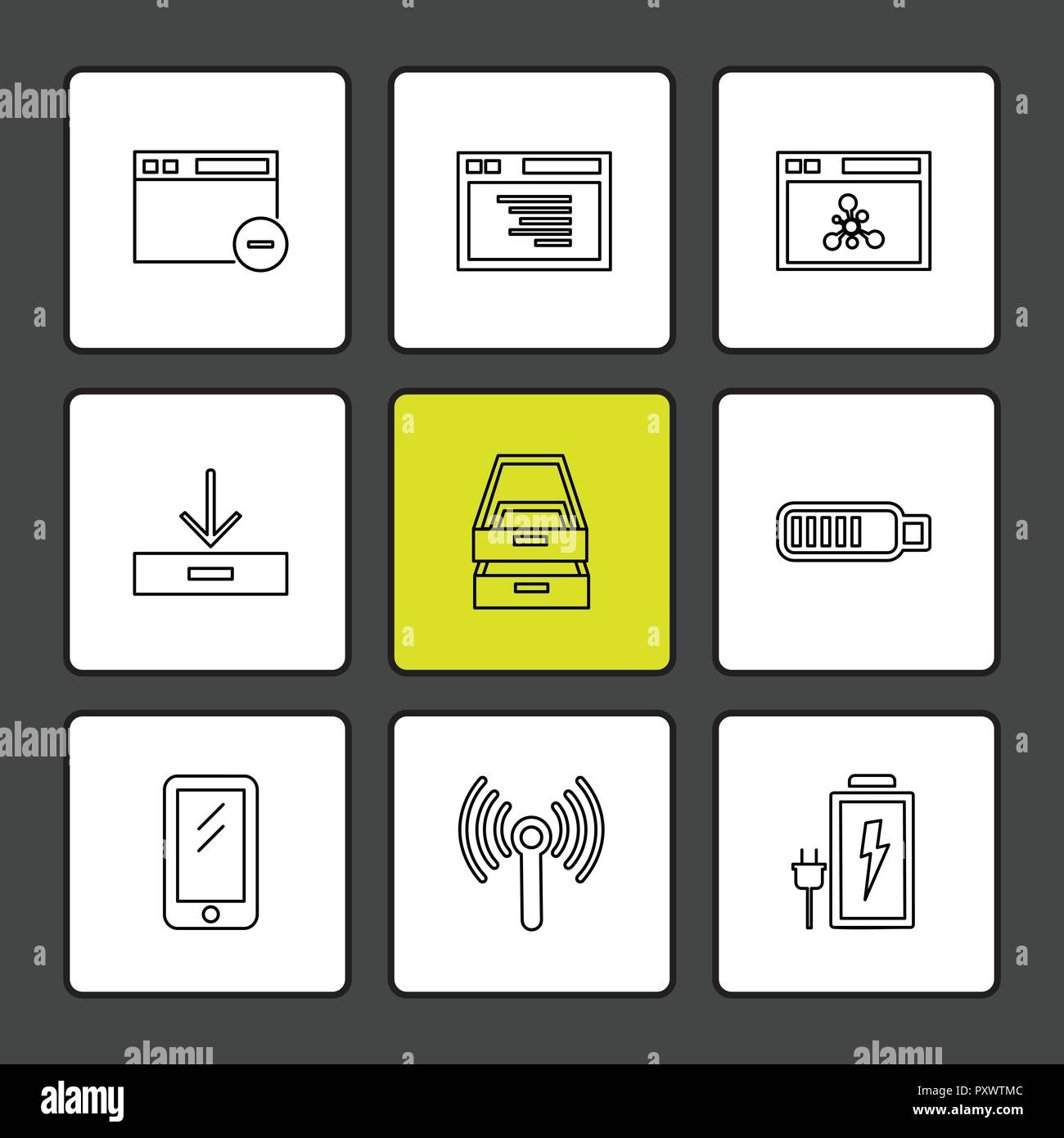 battery , wifi , network , infrared , signals , web , user interface ...