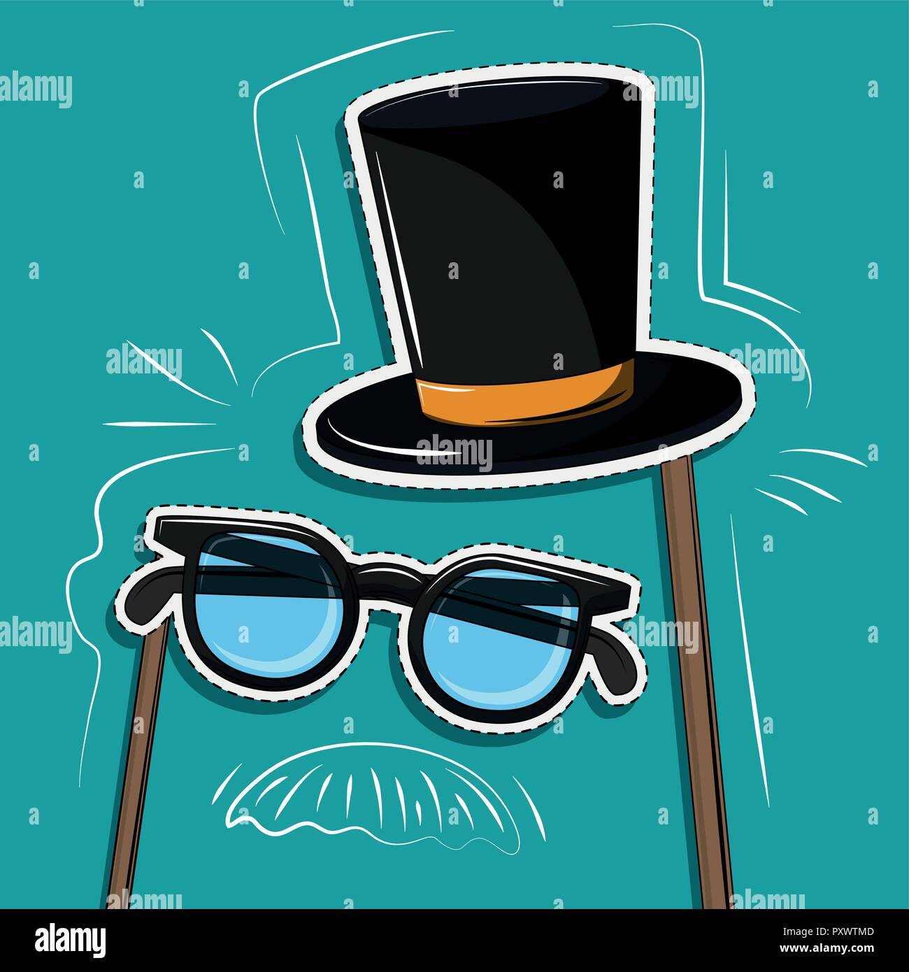 Hat magician pattern cartoon style hi-res stock photography and images ...