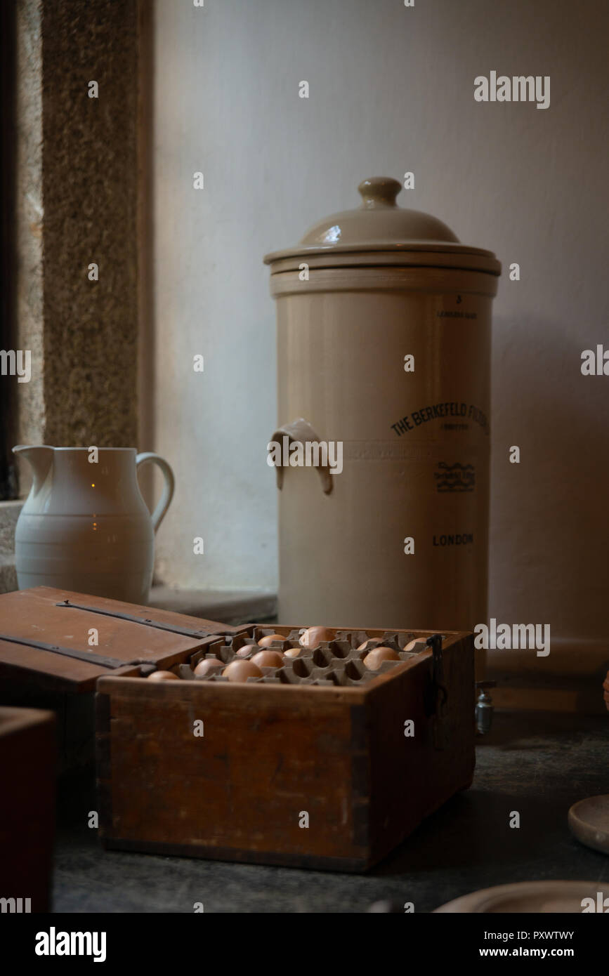 Victorian kitchen equipment for storing and pressing to make delicacies ...