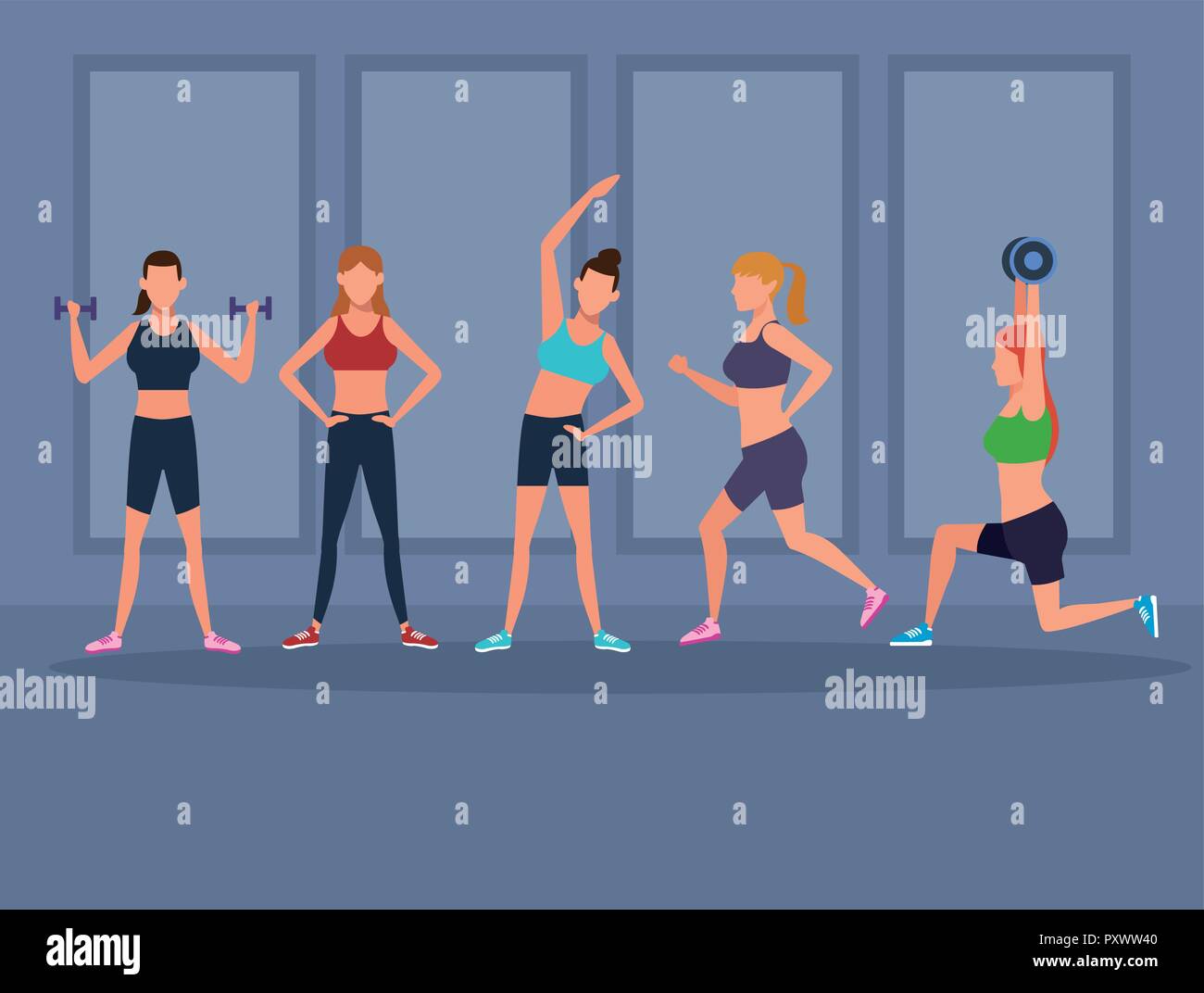 Women doing stretching Stock Vector Images - Alamy