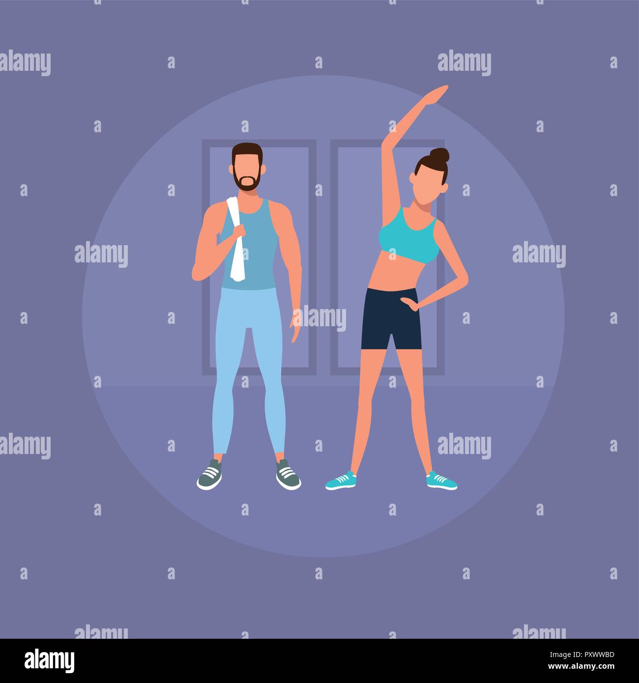 fitness couple doing exercise Stock Vector Image & Art - Alamy