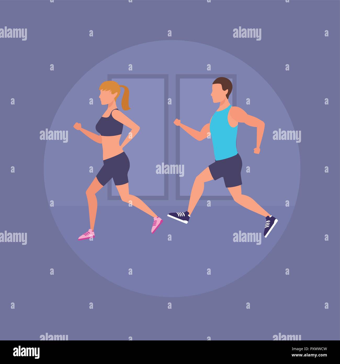 Man woman gym couple muscular Stock Vector Images - Alamy