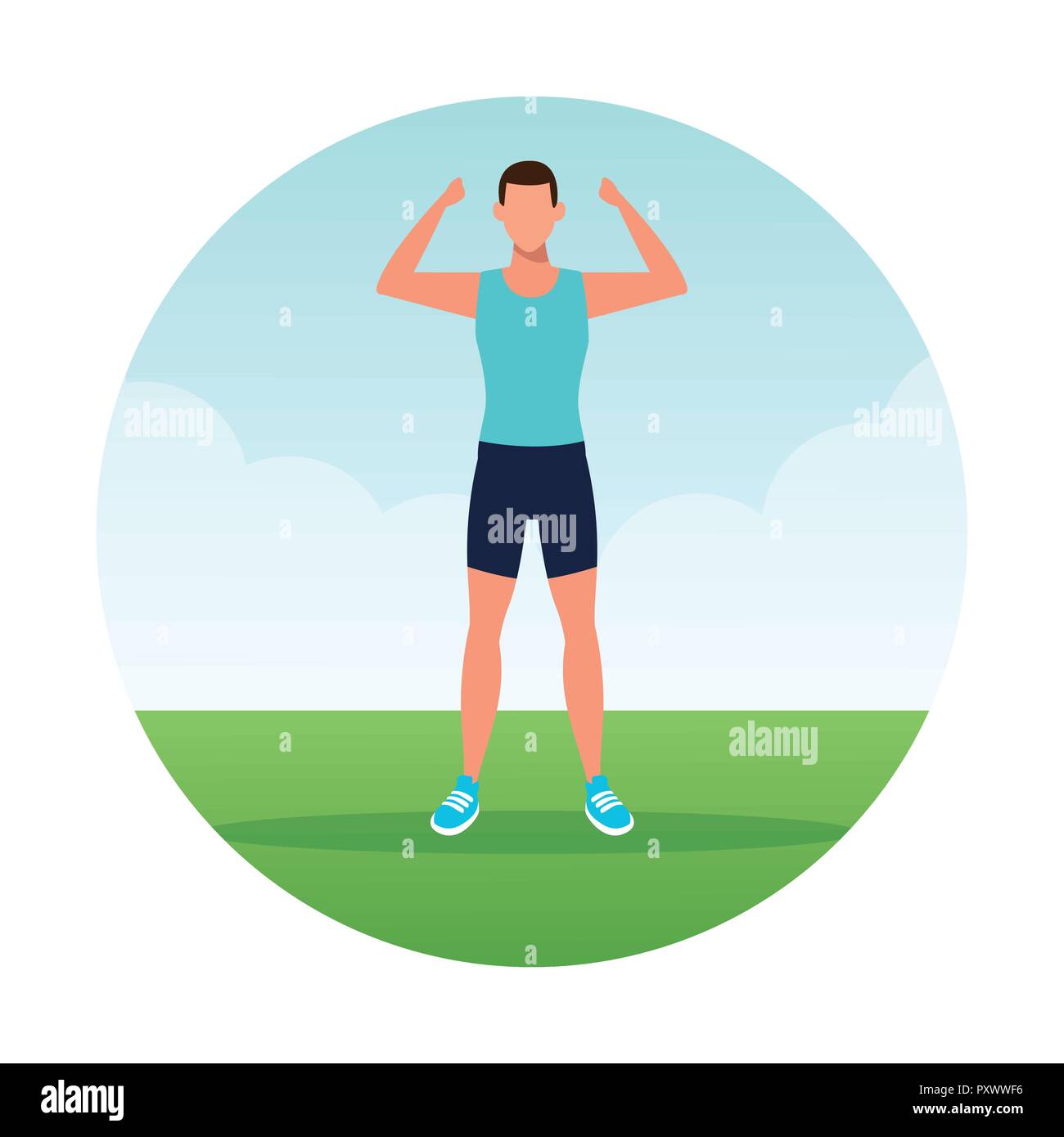 Man doing exercise park Stock Vector Images - Alamy