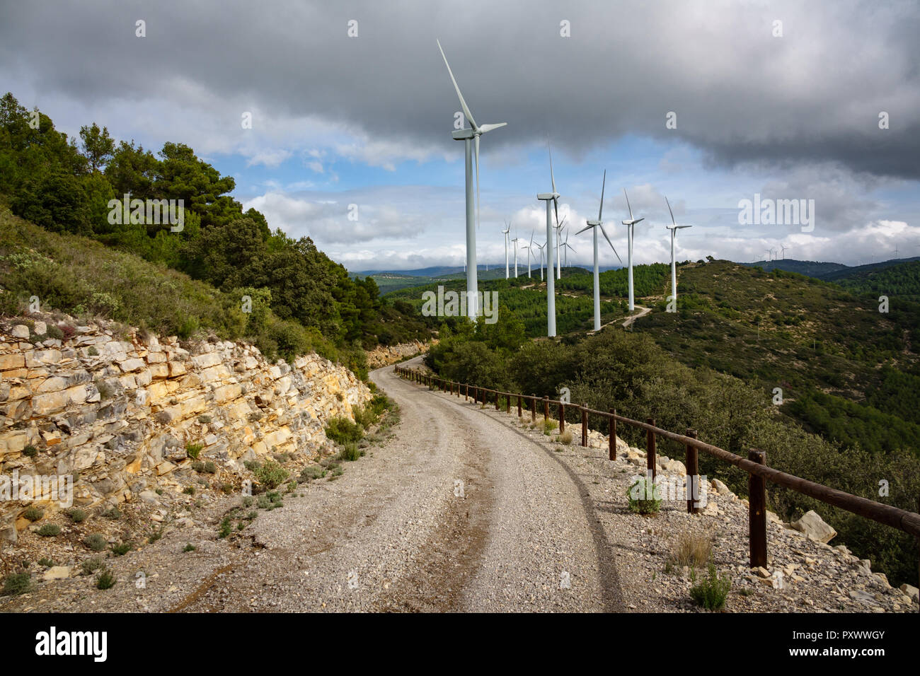 Windmill farm on mountain top hi-res stock photography and images - Alamy