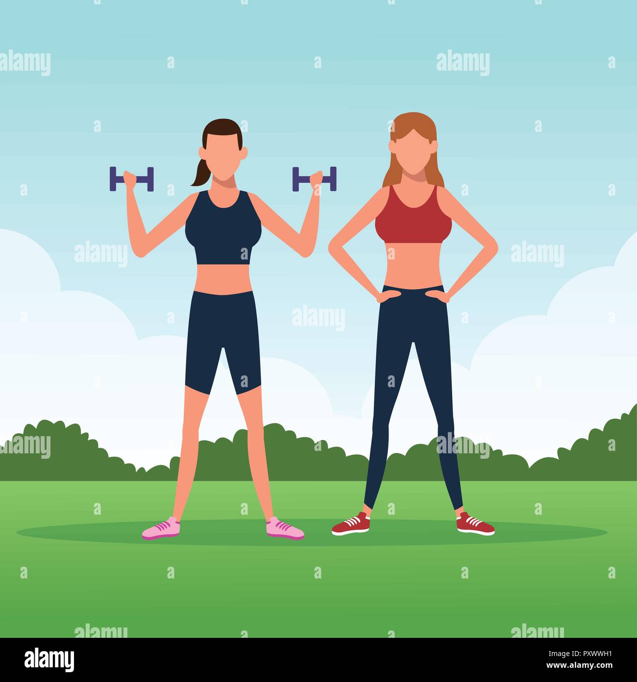 Women doing stretching Stock Vector Images - Alamy