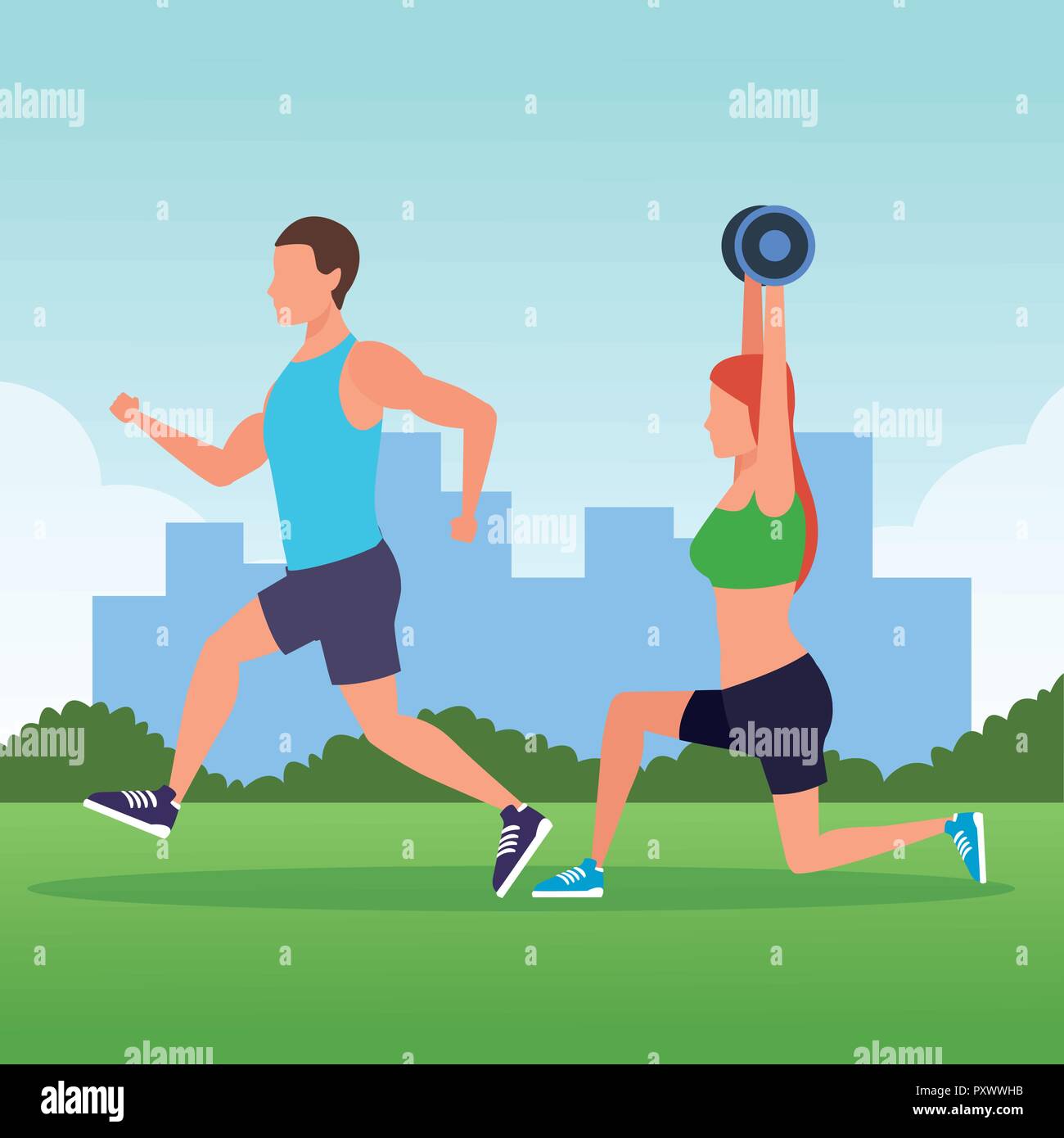 fitness couple doing exercise Stock Vector Image & Art - Alamy
