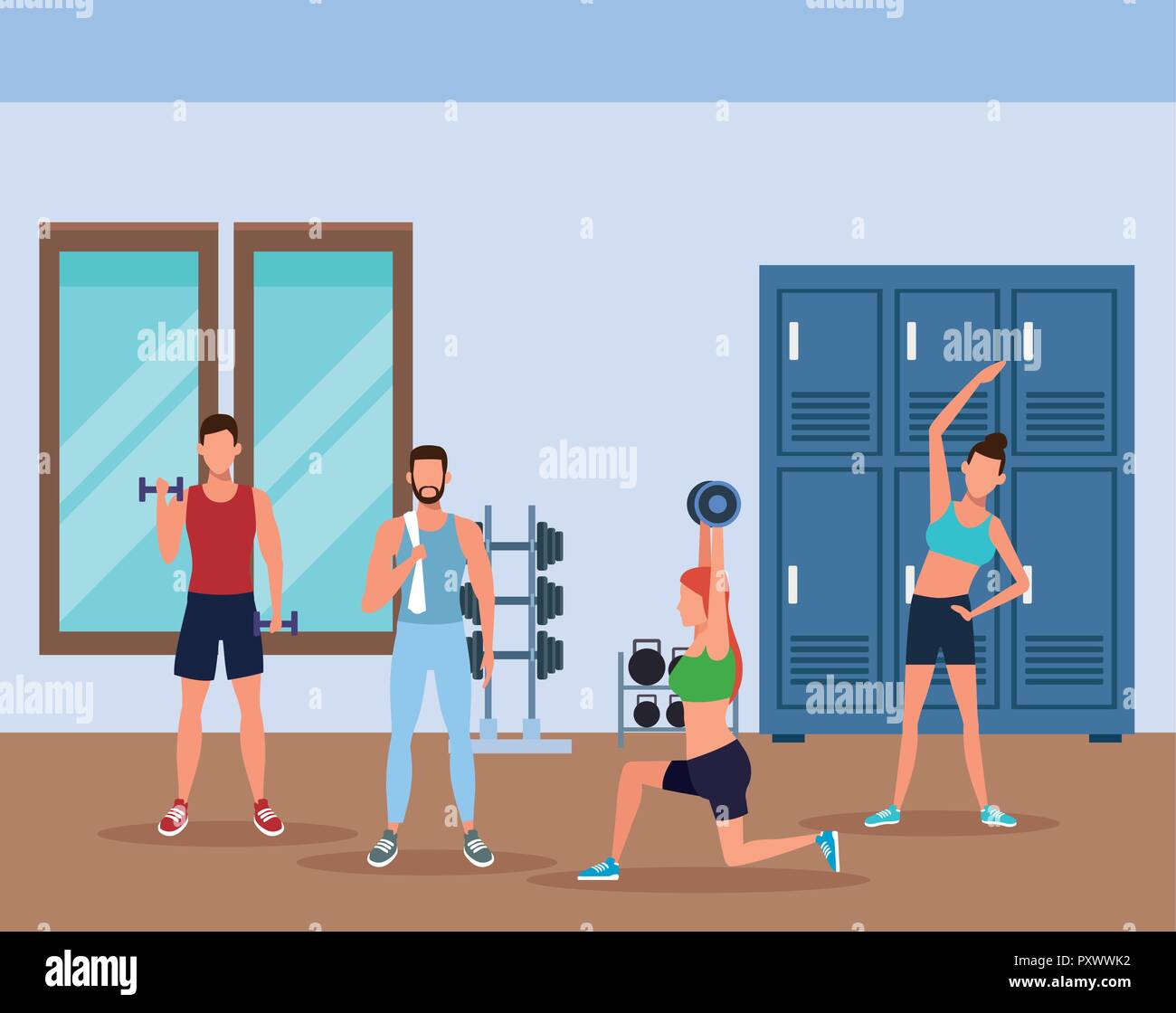 Squats exercise gym Stock Vector Images - Alamy