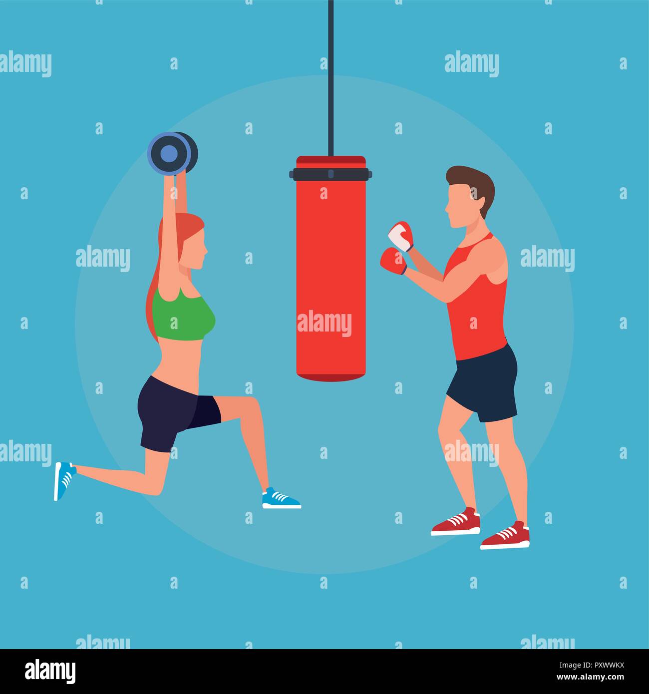fitness couple doing exercise Stock Vector Image & Art - Alamy