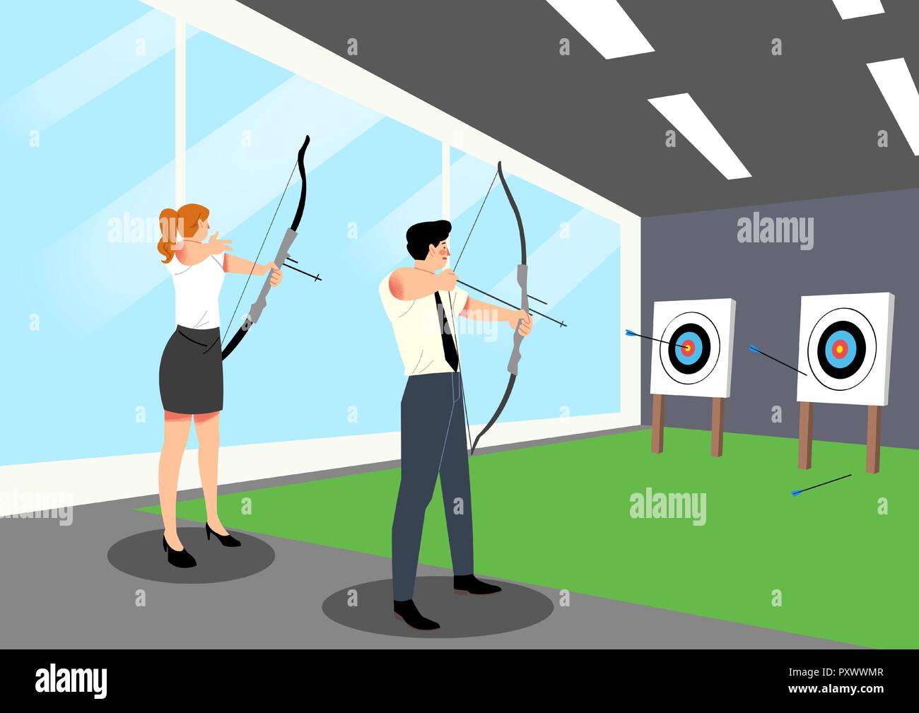 Woman office game standing Stock Vector Images - Alamy