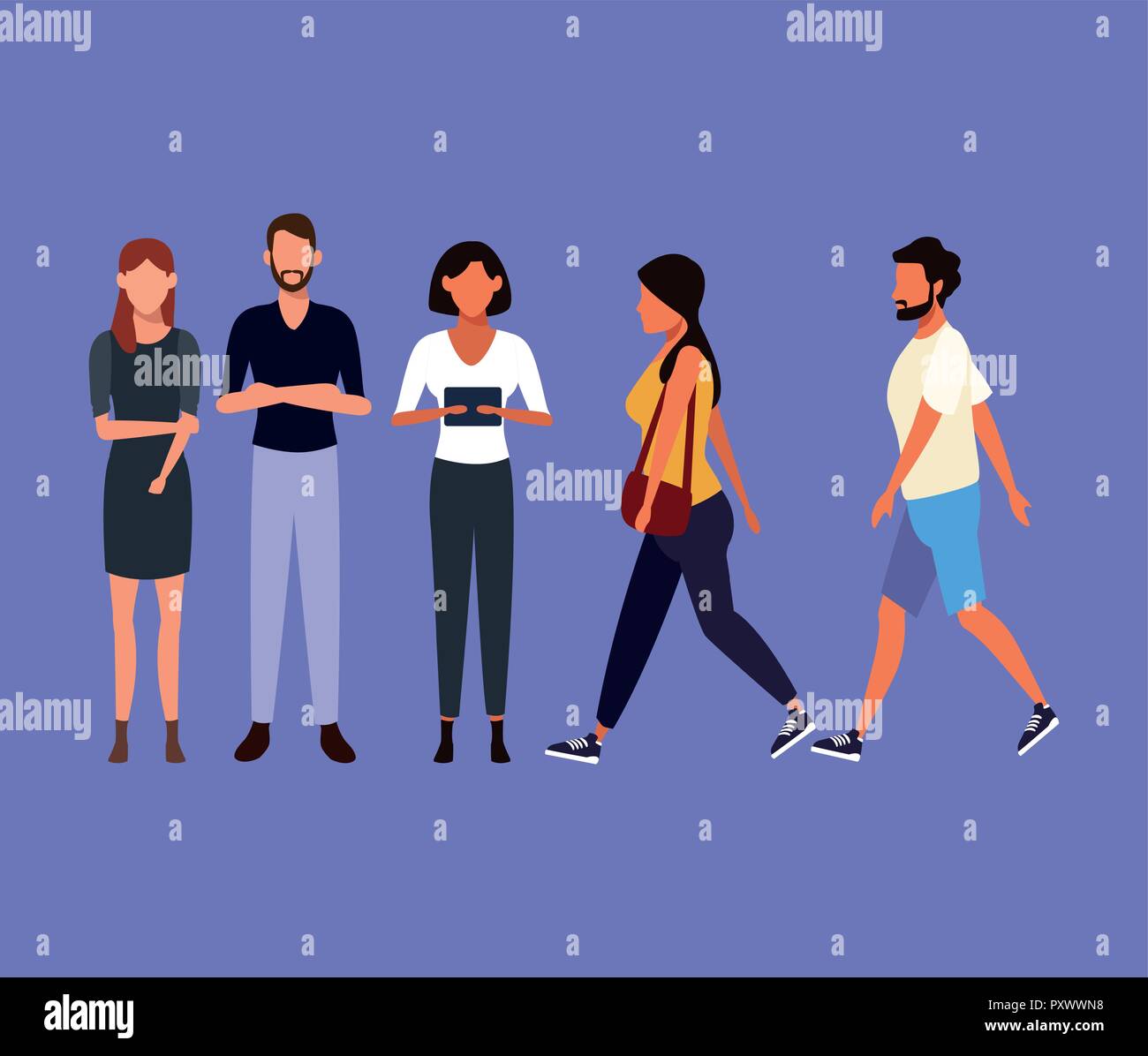 Set of people walking Stock Vector Image & Art - Alamy