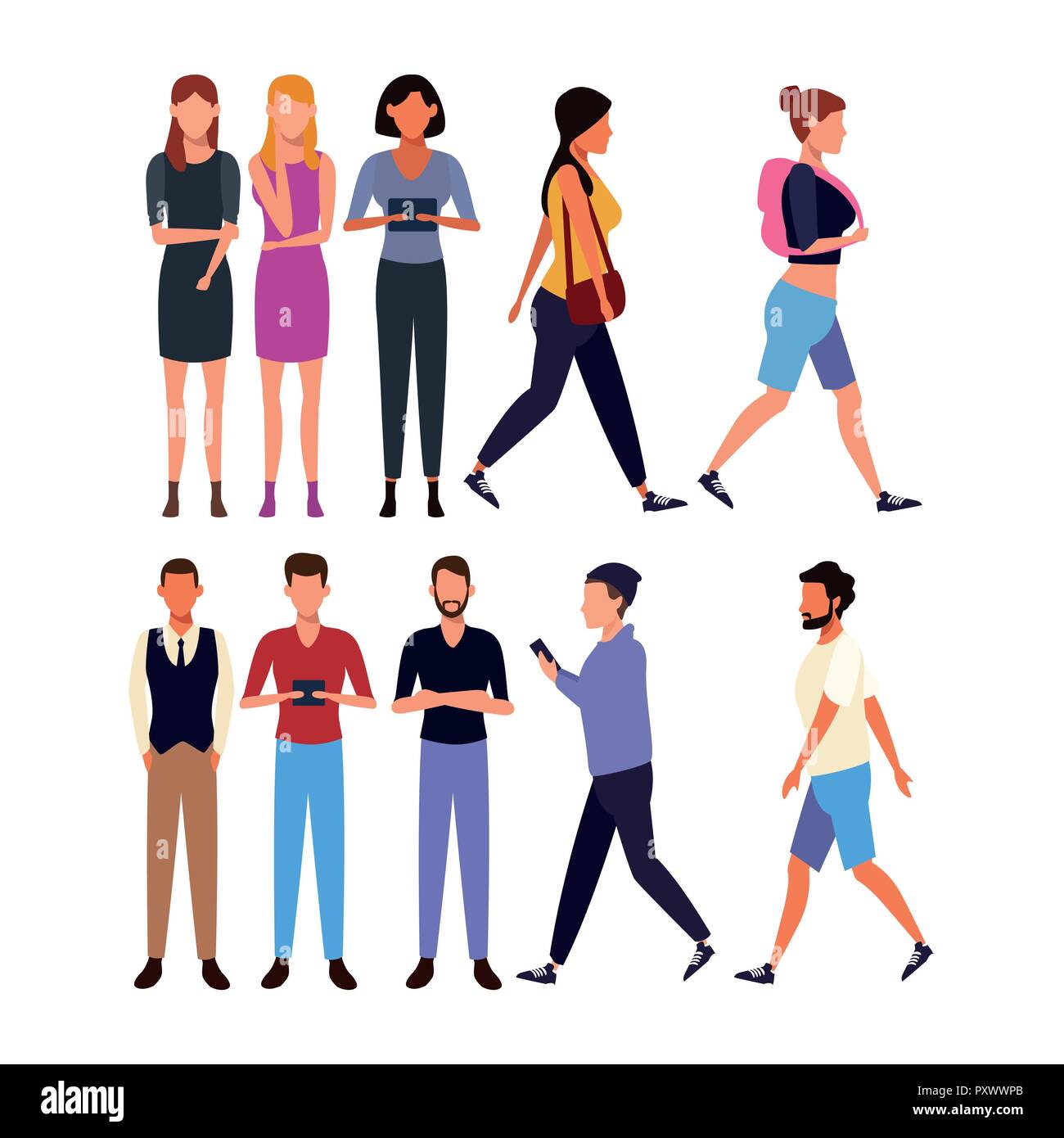 Set of people walking Stock Vector Image & Art - Alamy